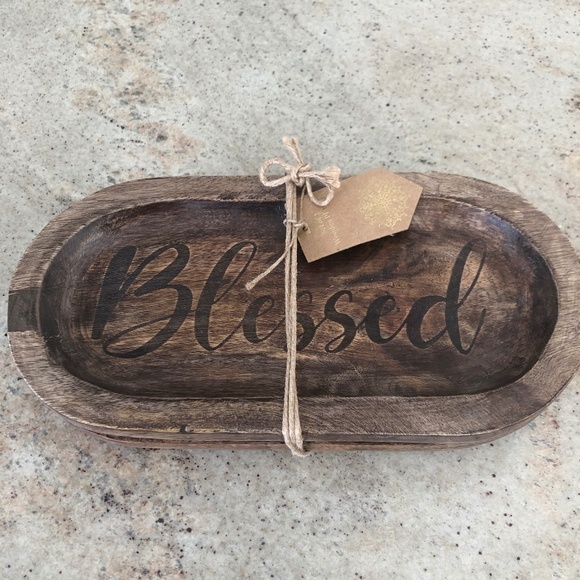 Dining | Nwt Set Of 2 Handcrafted Blessed Wooden Serving Platters ...